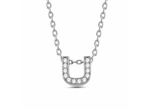 4260647223545 - Kette mit Anhänger DKENIZ Buchstabe U 925 - Sterling Silber Halsketten Gr 40cm + 3cm Silber 925 (Sterlingsilber) Länge 43 cm Breite 65 mm weiß Damen Ketten mit Anhänger