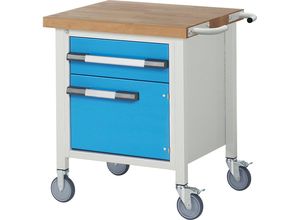 4061753038210 - eurokraft pro Fahrbare Werkbank Serie 8 Gestellbauweise 1 Schublade 1 Tür Ablageboden BxT 750 x 700 mm