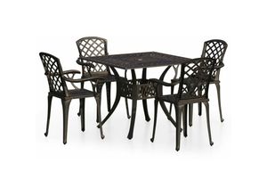 8720286406687 - Bonnevie - 5-tlg Bistro-Set Aluminiumguss Bronzen vidaXL630241