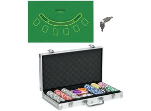 4255633549143 - SPORTNOW Pokerkoffer mit 300 Chips silber 385L x 23B x 65H cm