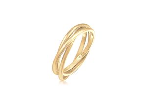 4050878629175 - Fingerring ELLI Wickelring Trio Trini Basic 925 Silber Fingerringe Gr 52 mm ohne Stein Silber 925 (Sterlingsilber) 16 mm goldfarben (gold) Damen Fingerringe