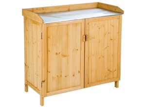 4061173211446 - tectake® Pflanztisch aus Holz Schutzleisten an 3 Seiten 98 x 48 x 95 cm