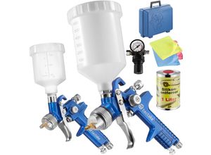 4260182871324 - tectake® HVLP-Lackierpistolen-Set 08   13 mm-Düse korrosionsbeständig inklusive Silikonentferner Mikrofasertücher und Kunststoffkoffer