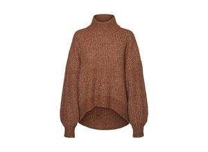 5715315733486 - NOISY MAY Rollkragenpullover Orla Cappuccino Unifarben Braun - Gr XS