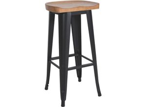 4251756491789 - Barhocker Clara I Barstuhl mit Sitz aus Massivholz I Tresenstuhl mit stabilem Vierfußgestell aus schwarzem Metall