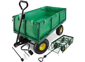 4260397656242 - tectake® Bollerwagen mit klappbaren Seitenwänden leichtgängige Lenkachse mit gepolstertem Griff Belastbarkeit 550 kg