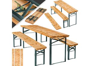 4260182877036 - tectake® Bierzeltgarnitur 3-teilig belastbar Holzlackierung mit Klarlack