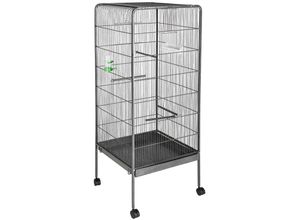 4260182878361 - tectake® Vogelkäfig in Hammerschlagoptik 2 Schiebeöffnungen und geringer Gitterabstand 54 x 54 x 1145 cm