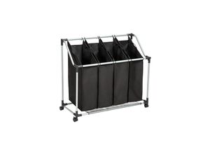 4260397656471 - tectake® Wäschesortierer auf 4 Rollen mit 2 Feststellbremsen 4 herausnehmbare Taschen mit Griffen inklusive Netzablage 96 x 40 x 83 cm