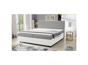 4262354970958 - Boxspringbett 180x200 Hotelbett Bonellfederkern Bett Topper Paxos 6 Grau Weiß