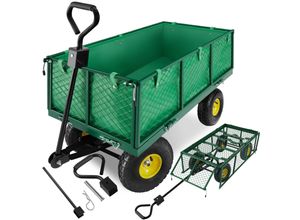 4260182878613 - tectake® Bollerwagen mit klappbaren Seitenwänden leichtgängige Lenkachse mit gepolstertem Griff Belastbarkeit 550 kg