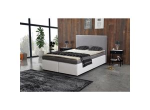 4260304593929 - Boxspringbett Hotelbett 140x200 Bonellfederkern Bett Topper Paxos 3 Grau Weiß