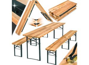 4260473664789 - tectake® Bierzeltgarnitur 3-teilig belastbar Holzlackierung mit Klarlack