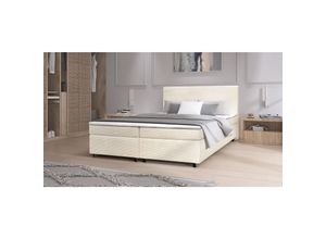 4262354976219 - Küchen Preisbombe - Boxspringbett Paxos Cordstoff Beige 180x200 Hotelbett Bonellfederkern Bett