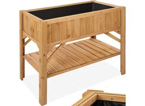 4061173042040 - tectake® Hochbeet aus Holz mit Ablage Füllmenge 130 l 119 x 53 x 90 cm