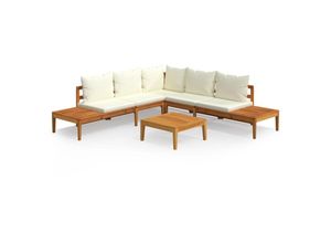 8720286704387 - Bonnevie - 4-tlg Garten-Lounge-SetGartenmöbel-Set mit Cremeweißen Kissen Akazienholz vidaXL