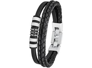 4056867020183 - Armband SOLIVER 2027438 Armbänder Gr Edelstahl-Leder schwarz (edelstahlfarben schwarz) Herren Hochzeitsmode