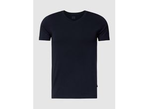 4007064523540 - Shirt kurzarm Jersey elastisch V-Ausschnitt blauschwarz - Long Life Soft für Herren 45678