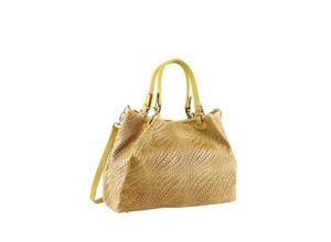 4036673222360 - Schultertasche Roomi Damen Gr B H T 42cm x 31cm x 20cm onesize gelb (senf) Leder COLLEZIONE ALESSANDRO Taschen in modischer Flechtoptik