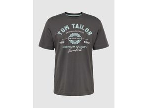 4067261297705 - TOM TAILOR Herren T-Shirt mit Logo Print schwarz Logo Print Gr S