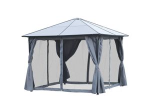 4250871251568 - Gartenpavillon mit Seitenteilen braun dunkelgrau 300 x 300 x 265 cm (LxBxH) Pavillon Partyzelt Luxuspavillon Gartenzelt