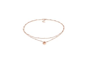 4050878636395 - Collier ELLI Choker Layer Plättchen Kugelkette 925 Silber Halsketten Gr 36 ohne Stein Silber 925 (Sterlingsilber) Länge 36 cm rosegold Damen Colliers