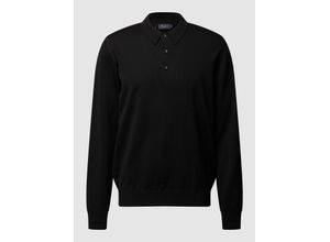 4026399054659 - Übergröße  Maerz Pullover aus Merinowolle mit Polo-Kragen in Schwarz