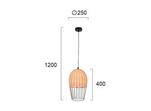 5201769083180 - Hängeleuchte Dizzi aus Holz und Metall