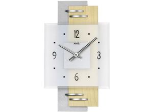 4037445138063 - Wanduhr AMS W9248 Wanduhren Gr B H L 36 cm x 5 cm x 22 cm silberfarben (ahornfarben silberfarben) Wanduhren