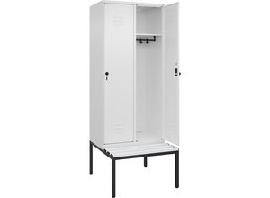 4066681792234 - Spind Classic PLUS Sitzbank 2 Abteile verkehrsweiß B 800 mm Sicherheits-Drehriegel untergebaut Kunststoff C+P