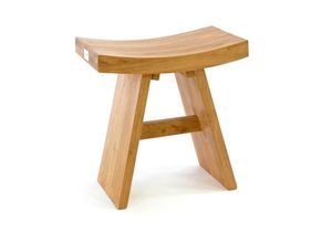 4051814388804 - Hocker behandeltem Teakholz Sitzhocker Holzhocker Maße B 45cm x H 47cm x T 29cm