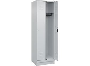 4066681653030 - Spind Classic PLUS 2 Abteile lichtgrau B 600 mm mit Bodensockel Zylinderschloss C+P
