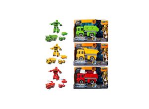 4255686400729 - 3er Set Transformierbarer Roboter Feuerwehr Kipplaster Müllwagen