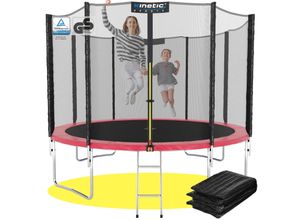 4260495757209 - KINETIC SPORTS Trampolin Outdoor Salto Plus Ø 183 244 305 366 400 430 490 cm - TÜV Rheinland geprüft Komplett-Set für Kinder USA Sprungtuch Netz Randpolster Leiter - bis zu 160kg Pink-2 Ø 305 cm Ø 305 cm Pink-2