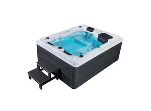 4260565525622 - Outdoor Whirlpool Oasis mit Treppe - Spa mit Massagedüsen LED-Beleuchtung 2 Filter Abdeckung Pumpe - Whirlpool winterfest & beheizbar - Artsauna