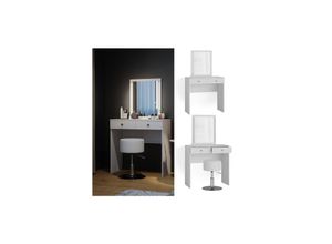 4066731196920 - Schminktisch Frisiertisch Frisierkommode Elara Weiß LED Spiegel Design Hocker 80x79cm modern Schlafzimmer Kommode Schminkspiegel Schublade Ablage Aufbewahrung Kosmetiktisch Make-Up-Tisch