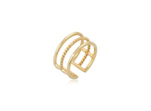 4050878622084 - Fingerring ELLI Offen Verstellbar 3-reihig Breit 925 Silber Fingerringe Gr Resizable ohne Stein Silber 925 (Sterlingsilber) goldfarben (gold) Damen