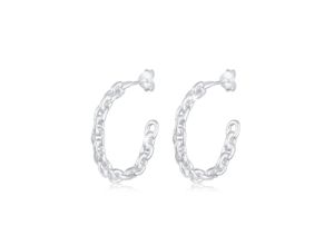 4050878582265 - Paar Creolen ELLI Creolen Hänger Chain Blogger Trend 925 Silber Ohrringe Gr OneSize ohne Stein Silber 925 (Sterlingsilber) silberfarben (silber) Damen