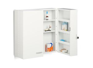 4052025210717 - Medikamentenschrank xxl Premium Abschließbar 2-Türig 11 Fächer HxBxT 53 x 53 x 20 cm Medizinschrank weiß - Relaxdays