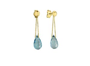 4006046393737 - Paar Ohrhänger CELESTA 375 Gelbgold Blautopas (beh) Ohrringe Gr ONE-SIZE Gold gelb (gelb blau) Damen Ohrhänger