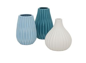 4020607714205 - Vase Wilma 3er-Set H13 x ⌀10 cm Blau Weiß