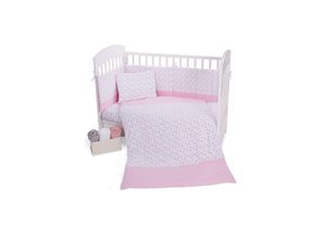 3801101050300 - Kikkaboo Babybettwäsche 5-tlg Decke 135x95cm Kissen Nestchen für Bett 120x60cm rosa