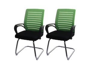 4057651887807 - 2er-Set Konferenzstuhl MCW-K51 Besucherstuhl Freischwinger 150kg belastbar Stoff Textil ~ grün