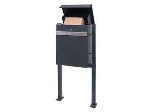 4057651328843 - Paketkasten mit Standfuß MCW-K41 Paketbox Paketstation Standbriefkasten Metall ~ verzinkt anthrazit-Edelstahl