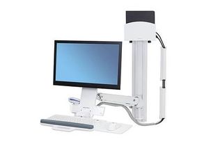 0698833051698 - Sit-Stand Combo System Mit CPU-Halter klein - Befestigungskit (Tastatur-Tablett CPU Wandhalterung einstellbarer Monitorarm) - für LCD-Display   PC-Ausrüstung - kleiner CPU-Halter - Aluminium hochwertiger Kunststoff - weiß