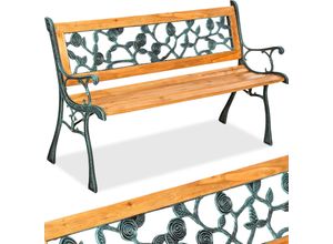 4260397656303 - Gartenbank Marina 2-Sitzer aus Holz und Gusseisen 124x52x74cm - braun