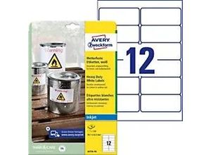 4004182074909 - AVERY Zweckform Wasserfeste Folienetiketten J4776-10 Selbsthaftend DIN A4 Weiß 991 x 423 mm 10 Blatt à 12 Etiketten