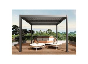 4057651813196 - Pergola MCW-L46 Gartenpavillon Lamellen-Pavillon 11cm-Aluminium-Gestell Regenrinne sturmfest 3x4m ~ anthrazit