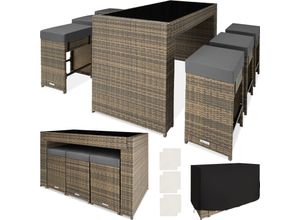 4061173207517 - tectake® Rattan Barset mit Aluminiumgestell wetterfest und UV-beständig 2 Bezugssets