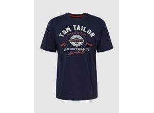 4067261192345 - TOM TAILOR Herren T-Shirt mit Logo Print blau Logo Print Gr XL